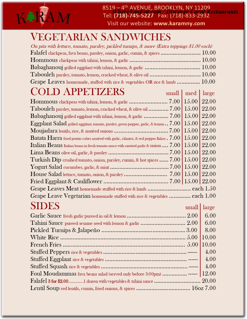 KARAM Restaurant in Brooklyn