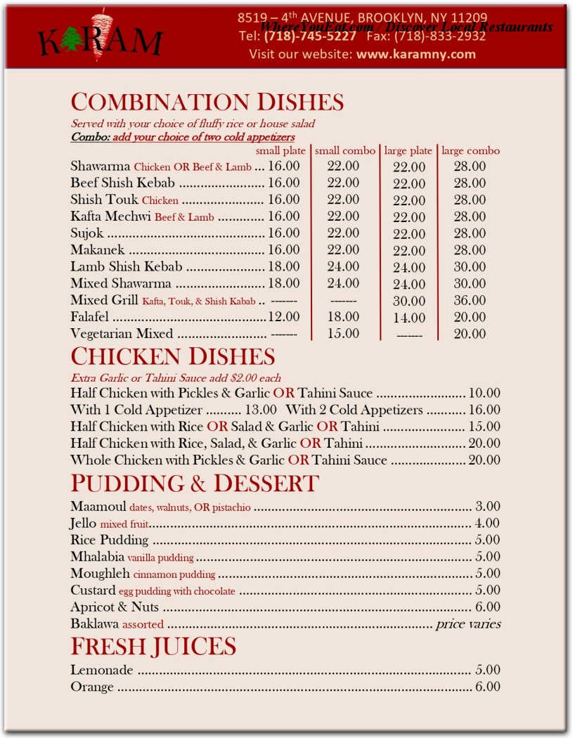 KARAM Restaurant in Brooklyn