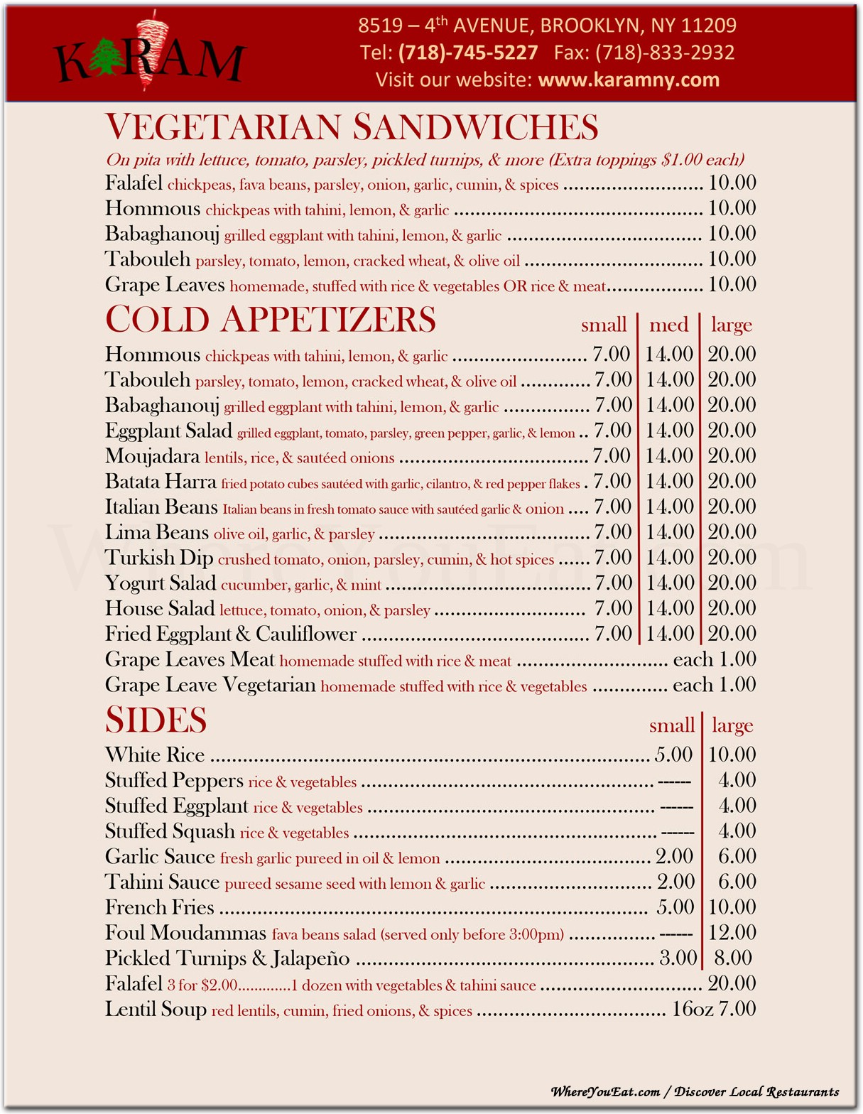 KARAM Restaurant in Brooklyn